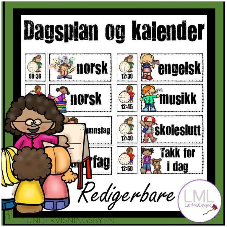Dagsplan og Kalender | Undervisningsbyen.no