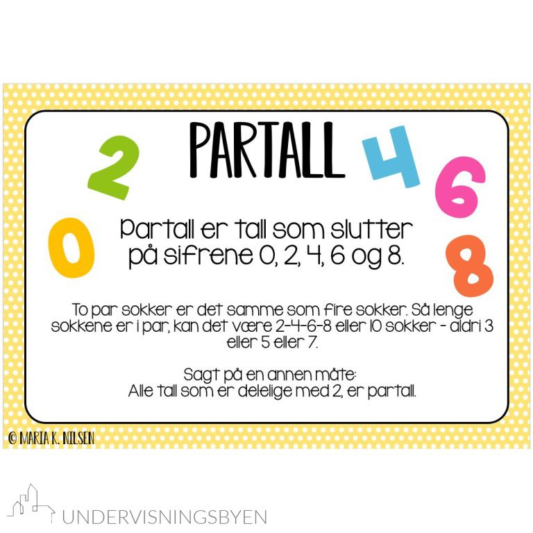 Partall, oddetall og primtall plakater | Undervisningsbyen.no