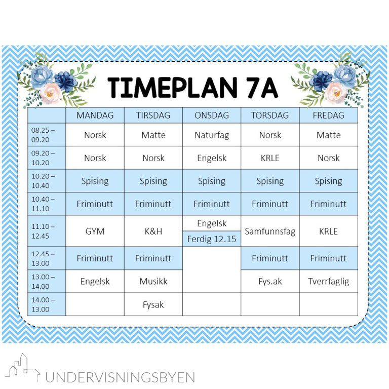 Redigerbare timeplaner 24/25 | Undervisningsbyen.no