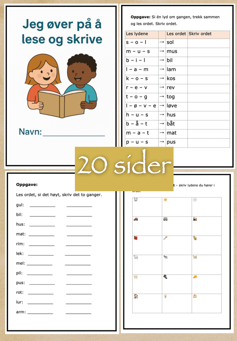 Jeg øver på å lese og skrive - BM - lese- og skrivetrening korte ord- spesialundervisning ...