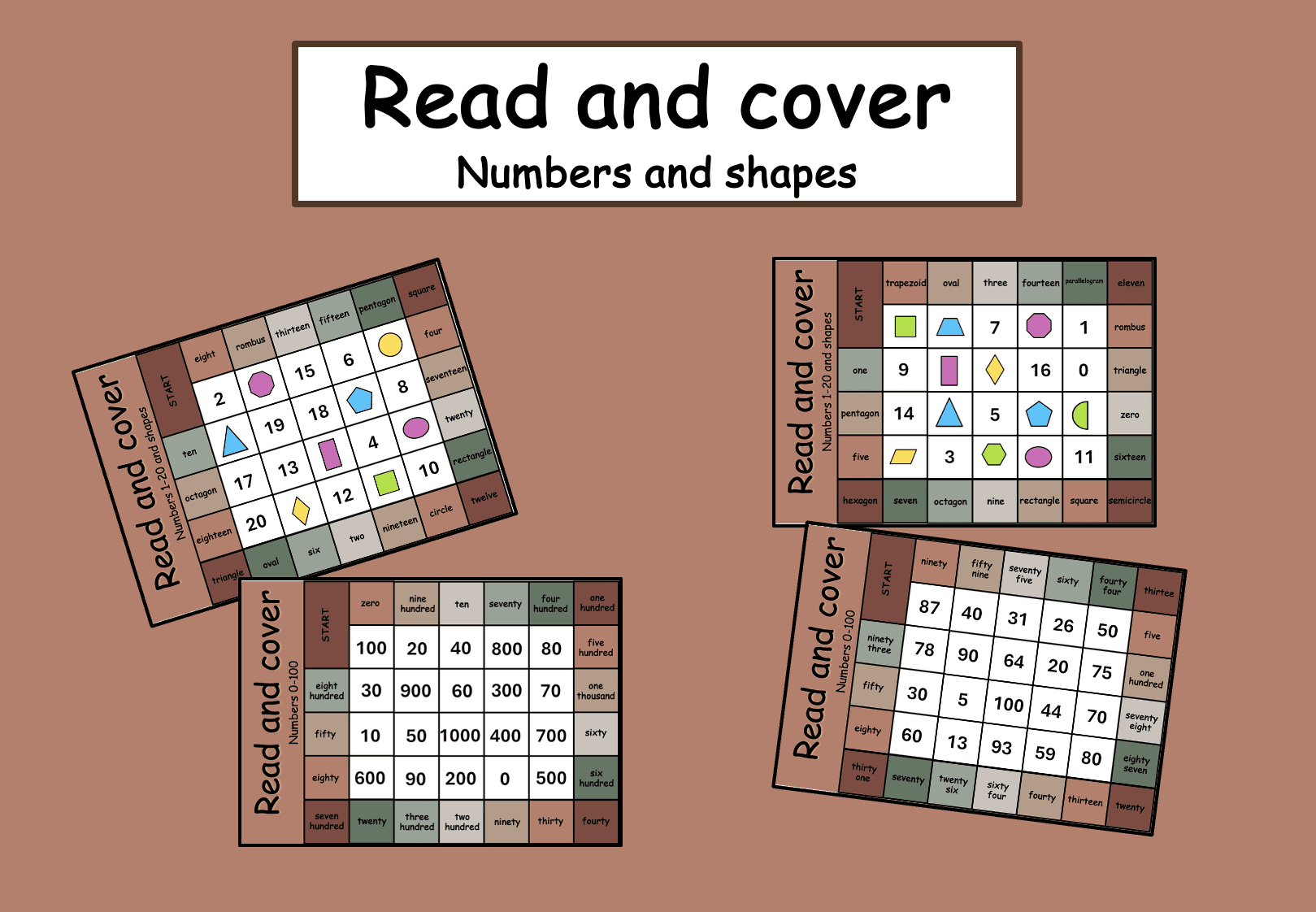 Numbers and shapes- Read and cover | Undervisningsbyen.no