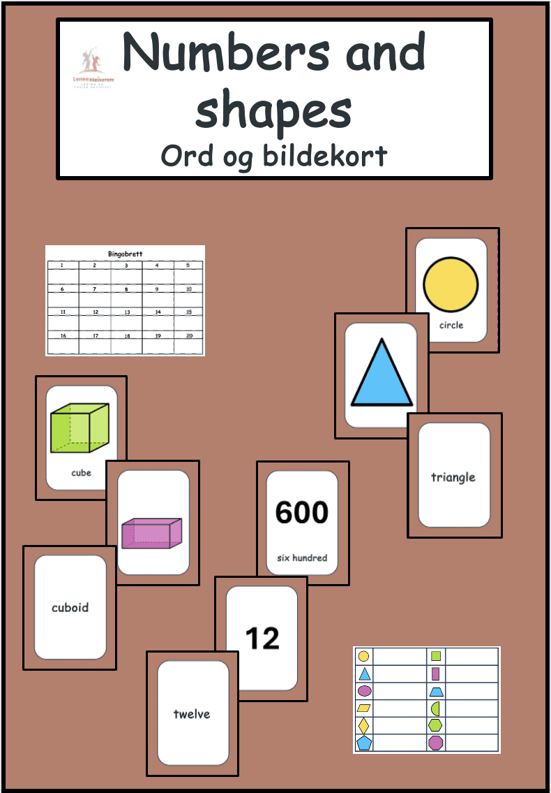 Numbers and shapes- Ord og bildekort | Undervisningsbyen.no