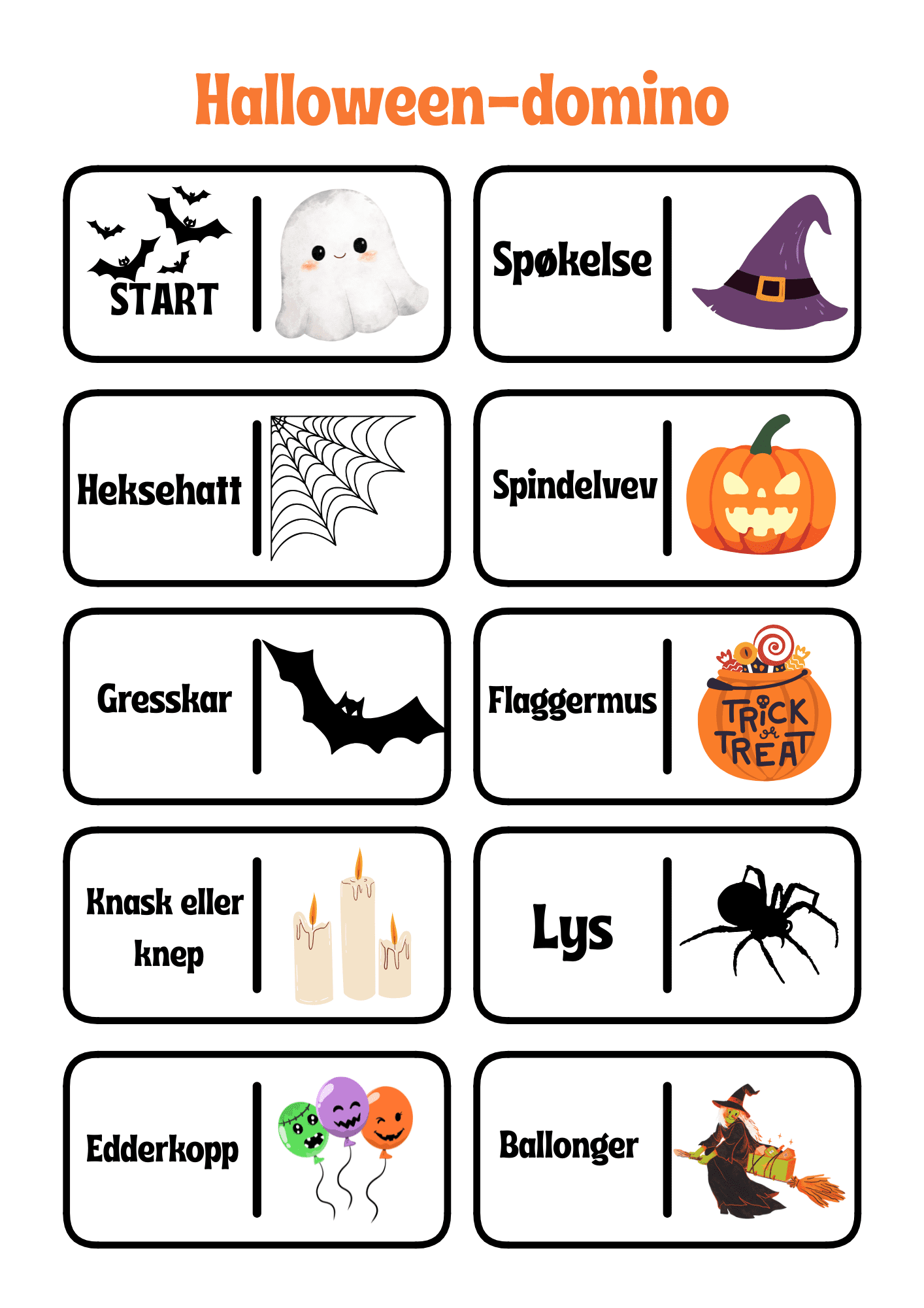 Halloween domino | Undervisningsbyen.no