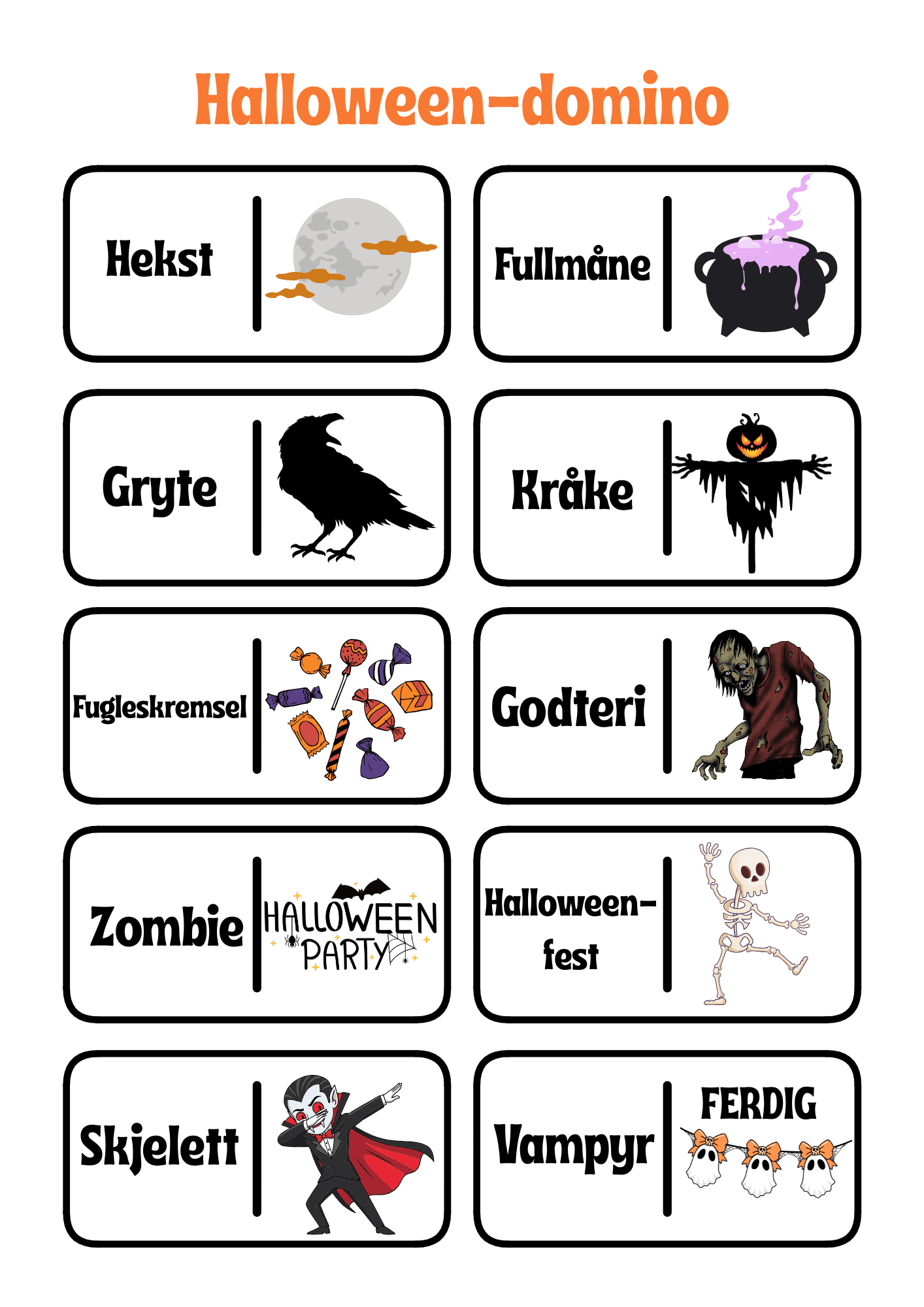 Halloween domino | Undervisningsbyen.no